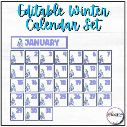 Winter Calendar Cards & Number Squares | Morning Meeting & Daily ...