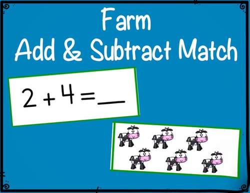 Farm Addition & Subtraction 0-10 Number Sentence Match | TPT