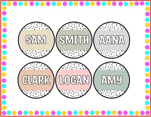 Printable Round Boho Name Tags, Circular Name Tags, Cubby Labels, Editable