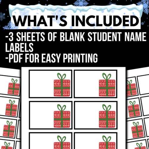 Holiday Gifts / Presents Student Name Labels → PRINTABLE Classroom Tags ...