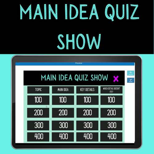 Main Idea Quiz Show Boom Cards by Hands on Learning LLC | TPT