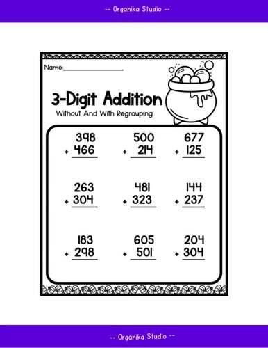 Halloween 3 Digit Subtraction with and without Regrouping Worksheets