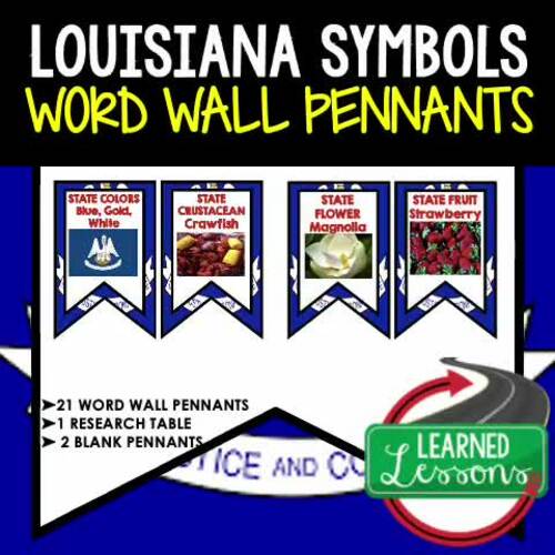 Louisiana Colonial Period Word Wall Pennants, Louisiana History Word Wall
