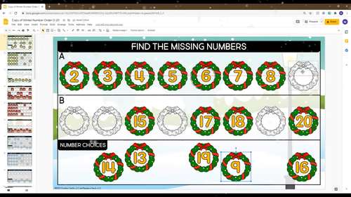 Winter Number Order from 0-20 for Google Slides™ by Creation Castle