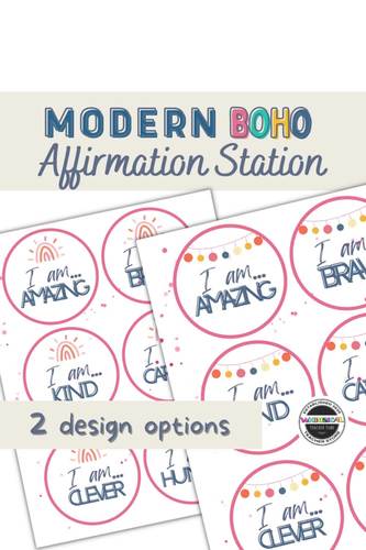 Modern Boho Affirmation Station Classroom Décor | TPT