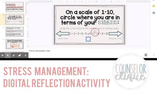 Stress Management Digital Reflection Activity by Counselor Clique
