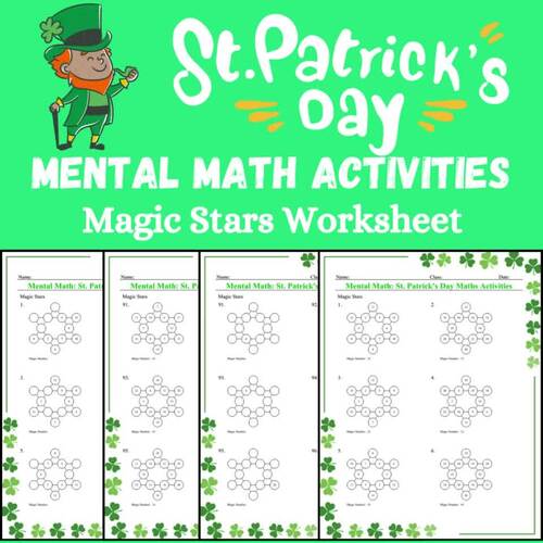 Magic Stars Mental Math Activities Funny St. Patrick's Day - Spring ...