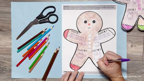 4th Grade Gingerbread Man Math Craft Multiply Four Digit by One Digit ...