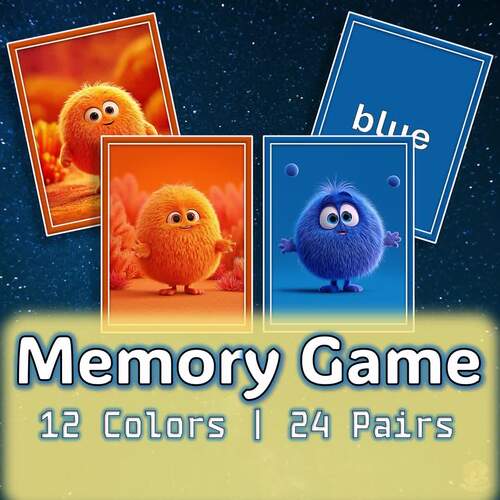 Colors Memory Game • 24 Pairs of Matching Cards • 2 Sets • Printables ...