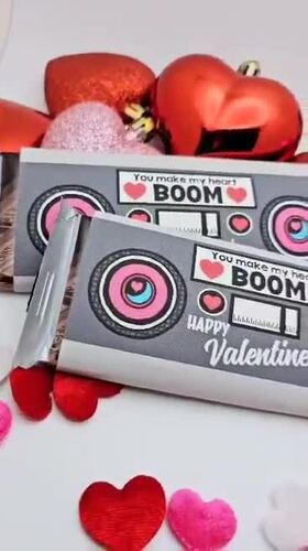Valentine Printable Boombox Candy Wrapper Valentine's Day Treat Card Favor