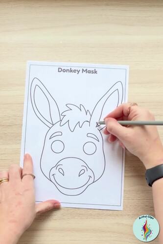 Donkey Mask Printable Craft Farm Animal Coloring Page Preschool ...