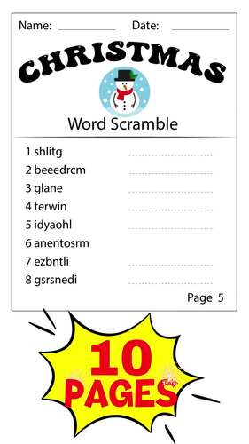 Christmas Word Scramble - Juego divertido de actividades navideñas de ...