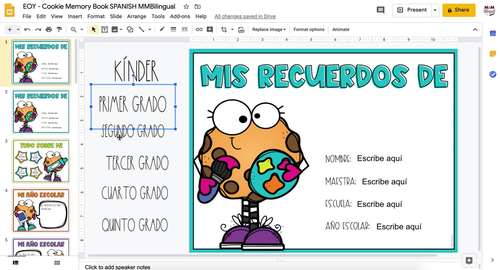 Digital Memory Book | SPANISH | Smart Cookie by MM Bilingual | TPT