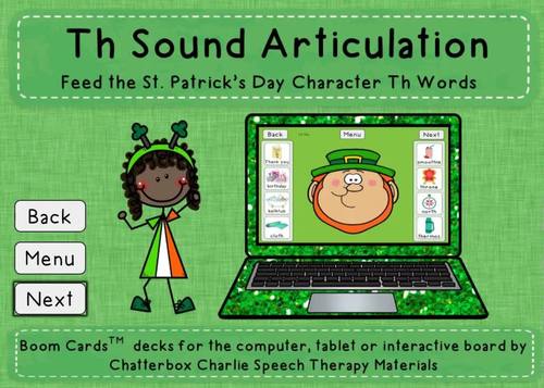 Th Sound Articulation St. Patrick's Day Boom Cards | TpT