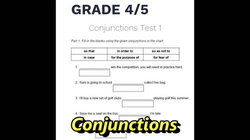Conjunctions | Grammar Worksheets | 4th Grade | 5th Grade by Math Queen ...