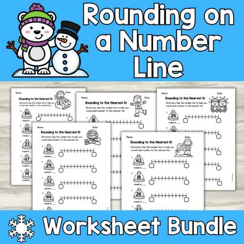 Winter Rounding to the Nearest Ten on a Number Line | 2 Digit Numbers ...