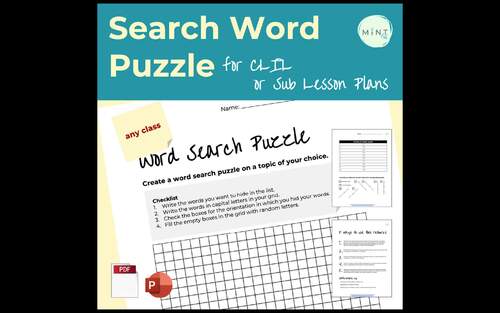 Search Word Puzzle by The MINTful Classroom | TPT