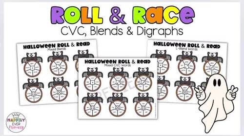 Halloween Roll & Read Fluency Practice Games | CVC Digraphs Blends