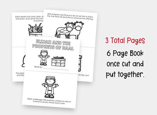 Elijah and the Prophets of Baal Bible Mini Book Craft Activity for ...