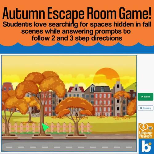 Following Directions Autumn Escape Room BOOM CARDS Speech Therapy Game