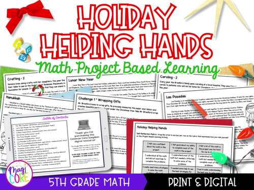 Holiday Helping Hands Project Based Learning 5th Grade Math Christmas ...