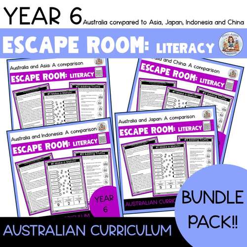 ESCAPE ROOM: Reading Comprehension Print & Go Comparing Australia to ...