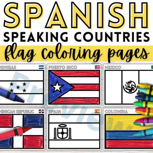 Spanish Speaking Countries Coloring Pages Flags Hispanic Heritage Month ...