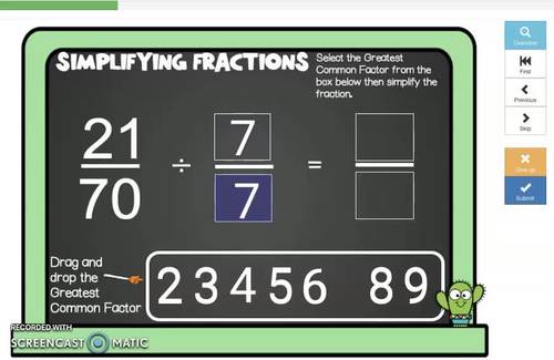 Simplifying Fractions using Greatest Common Factors Boom Cards | TPT