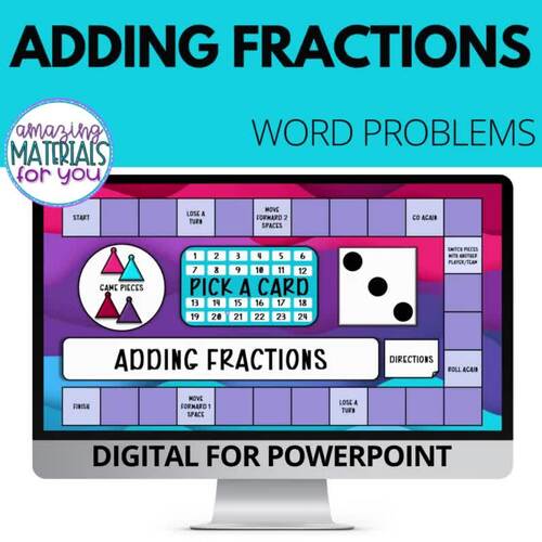 Fraction Addition Word Problems Digital Power Point Board Game | TPT