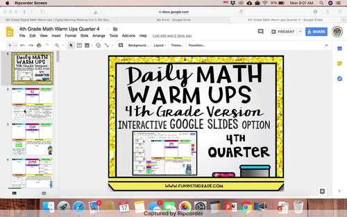 4th Grade Math Morning Work | Digital Warm Ups | Distance Learning