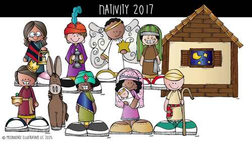 Nativity clip art 2017, Christmas clip art COMBO PACK by Melonheadz Clipart