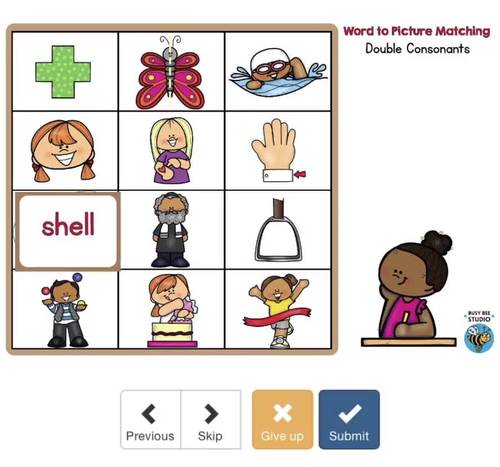 Double Consonants | Word to Picture Match Boom Cards | Distance Learning