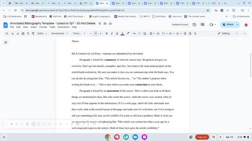 Annotated Bibliography Bundle | Template, Sample, Editing List & Rubric ...