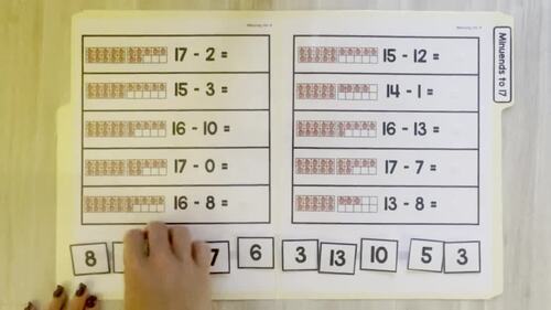 Apple File Folders - Subtraction Minuends to 18 by Basically Mrs. B