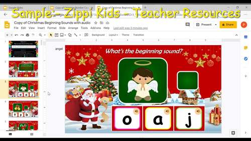 Christmas themed Beginning Sounds with Audio – 52 Google Slides | TPT