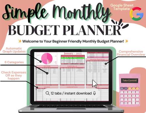 Simple Monthly Budget Planner - Habit Tracker Included by Creative ...