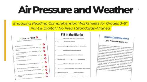 Air Pressure and Weather | Science Reading Comprehension & Activities
