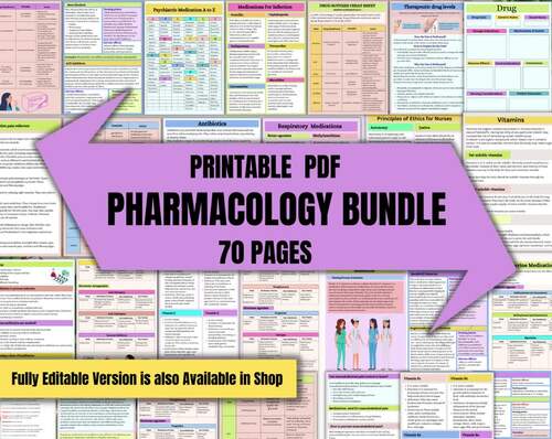 Pharmacology Bundle | Nursing School Notes | Printable 70 Pages ...