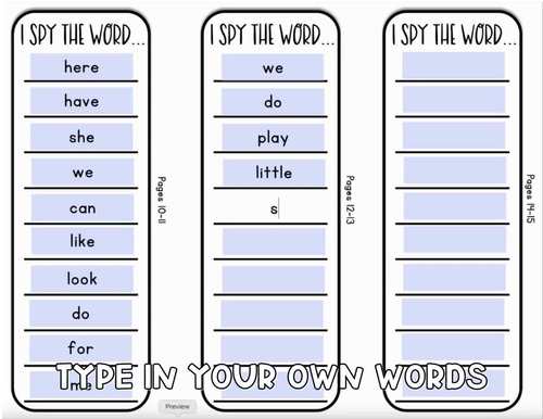 I Spy Spring Sight Words- Magnifying Glass Mats! Editable | Literacy ...