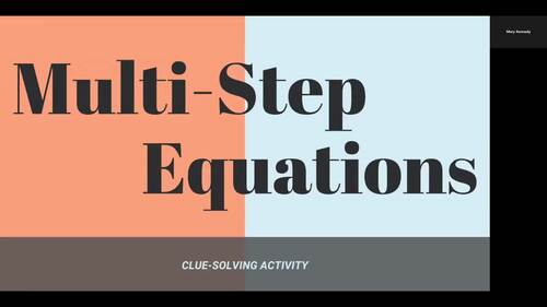 Solving Multi-Step Equations w/ Variables on One Side: Group Activity ...