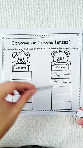 Concave and Convex Lenses – Cut and Paste Sorting Activity by Taketing ...
