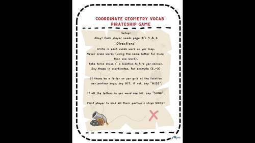 Pirates of the Caribbean Inspired Coordinate Geometry Game by Math Mermaid