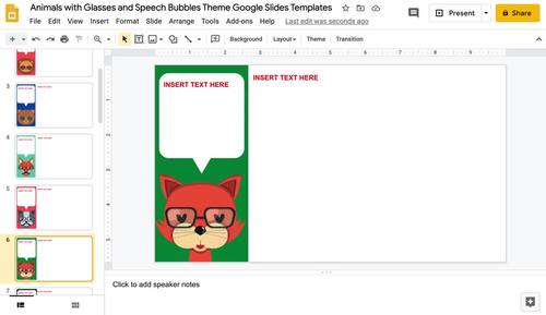 EDITABLE Templates for GOOGLE SLIDES™ | ANIMALS SPEECH BUBBLES Theme