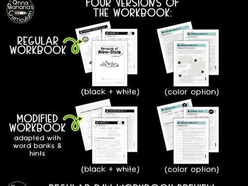 BECAUSE OF WINN-DIXIE WORKBOOK: Print Novel Study by Anna Banana's ...