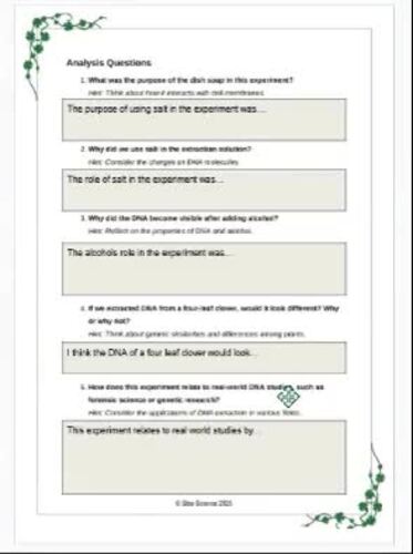 A St. Patrick’s Day DNA Extraction Lab: Biology, Highschool Worksheet ...