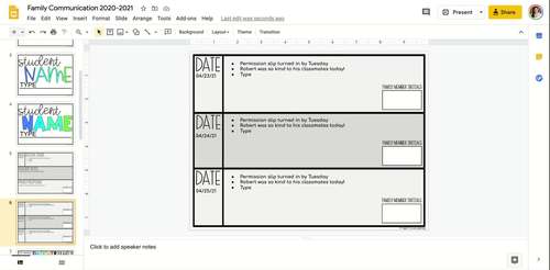 Digital Parent and Family Communication Log // Distance Learning