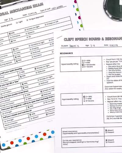 Cleft Palate Speech Therapy Bundle - Assessment, Treatment, Parent Handouts