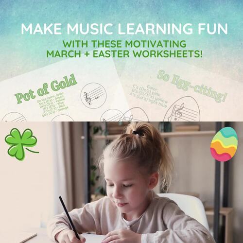Printable March, March Madness, Easter Music worksheets beginner music ...