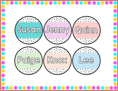 Printable Spotty Student Name Tags, Editable Circular Labels, Round ...