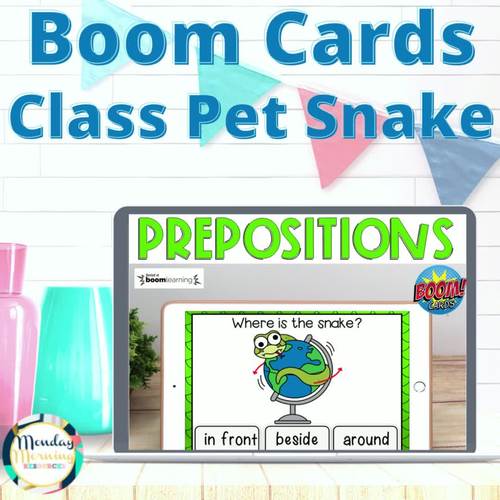 Boom Cards™ Classroom Pet Snake Prepositions | Kindergarten-First Grade